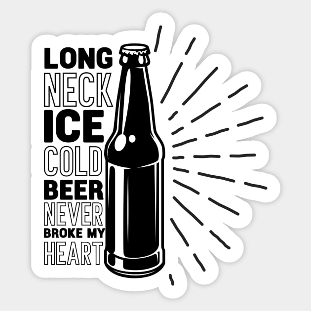 Long Neck Ice Cold Beer - Long Neck Ice Cold Beer - Sticker | TeePublic