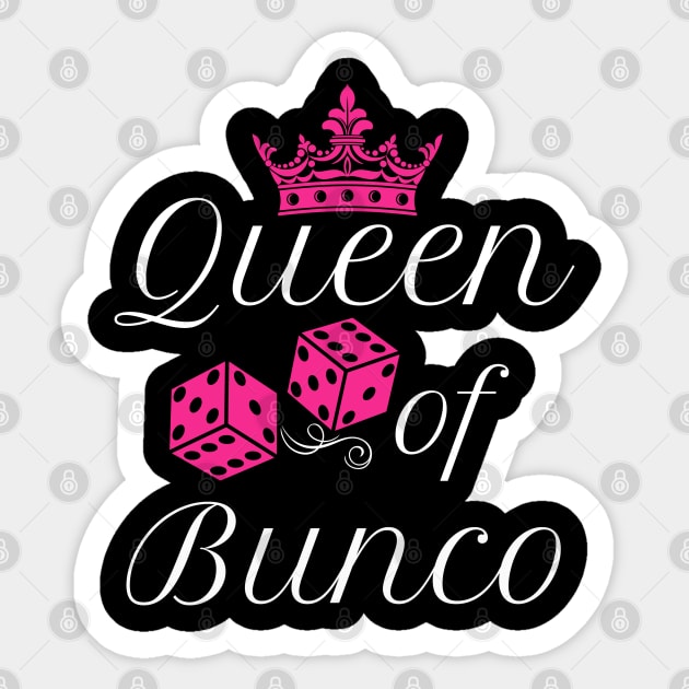 Queen of Bunco Party Girl Pink Dice Bunco Night - Bunco Queen - Sticker ...