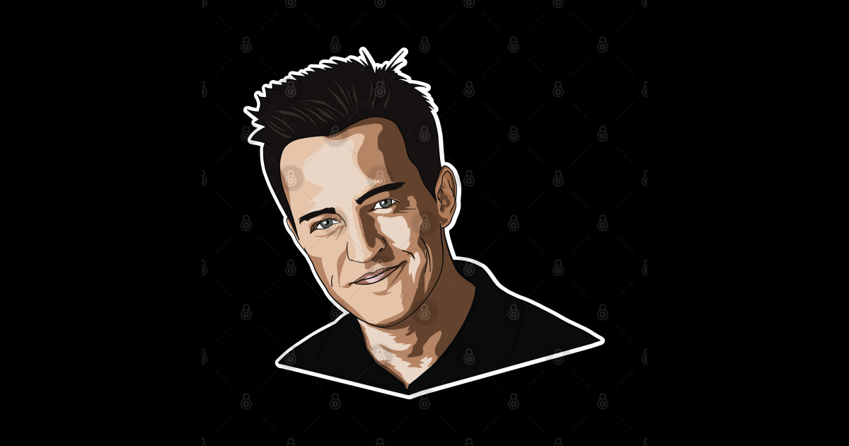 Matthew Perry Art Black Text - Matthew Perry - Sticker | TeePublic