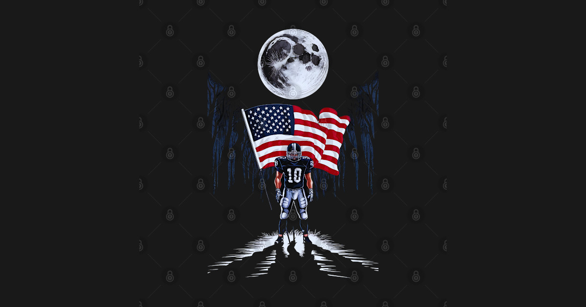Football Center American Flag Full Moon Football Player - Football ...