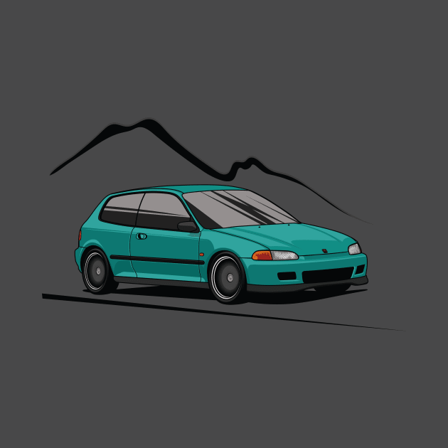 Aztec Green Civic EG - Jdm Legend - T-Shirt | TeePublic