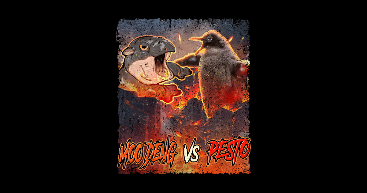 Moo Deng Hippo VS Pesto Penguin Battle - Moo Deng Vs Pesto - Posters ...