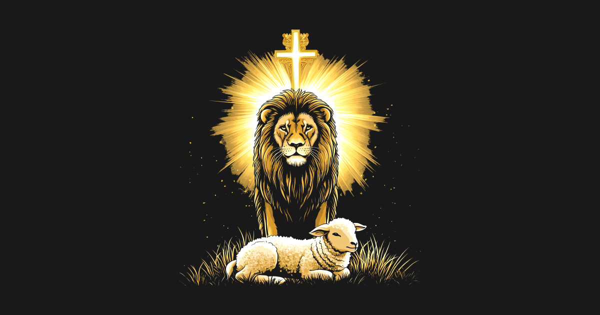 Vintage Lion And Lamb Cross Jesus Religious Faith Christian - Vintage ...