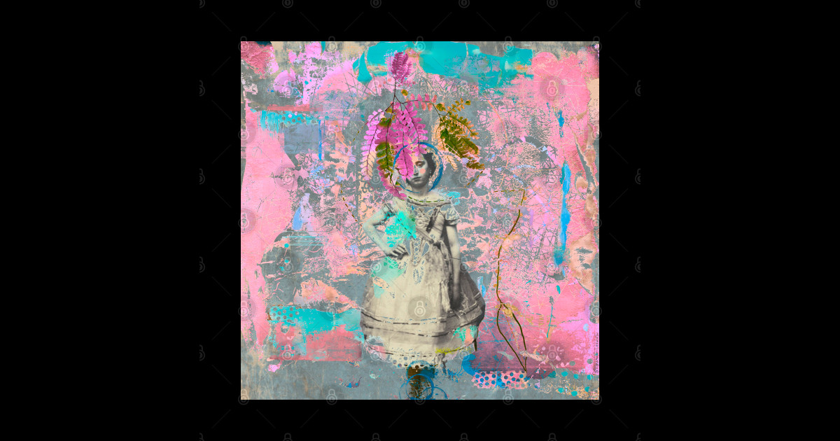 Vintage little girl collage - Vintage Collage Art - Sticker | TeePublic