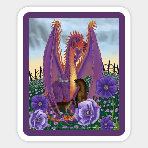 The Purple Poppy Dragon - Dragons - Sticker | TeePublic