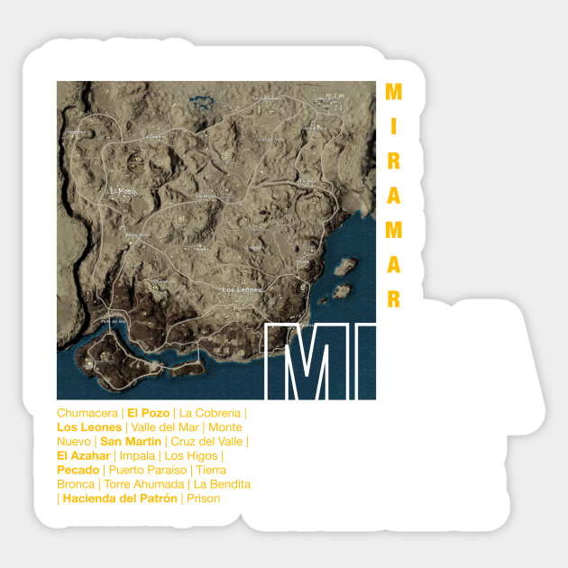Miramar Map - Pubg - Sticker | TeePublic