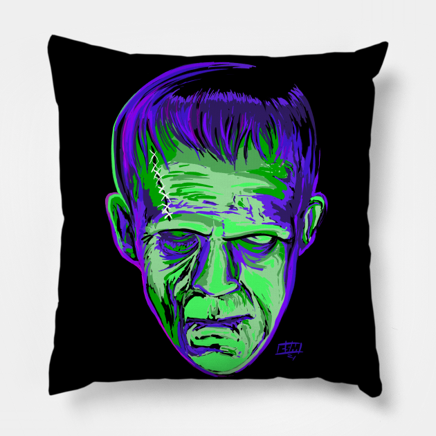 Psychedelic Frankenstein - Frankenstein - Pillow | TeePublic