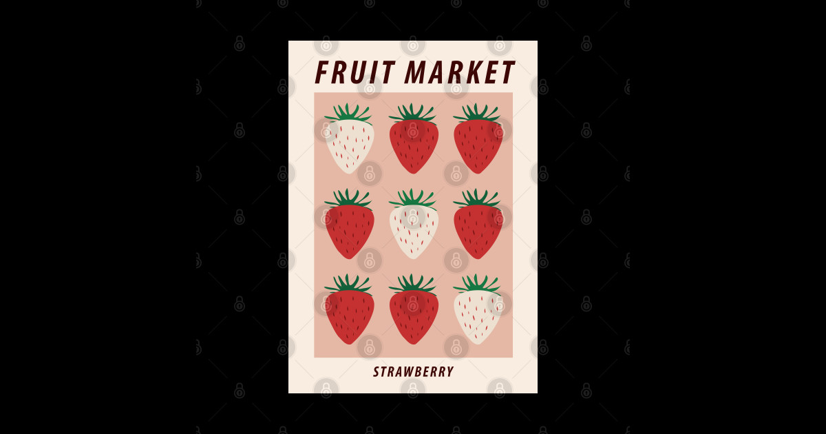Fruit market print, Strawberry print, Posters aesthetic, Fruit art ...
