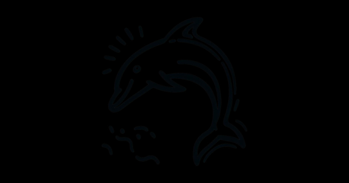 Stick Figure of a Dolphin in Black Ink - Stick Figure Dolphin - Sticker ...
