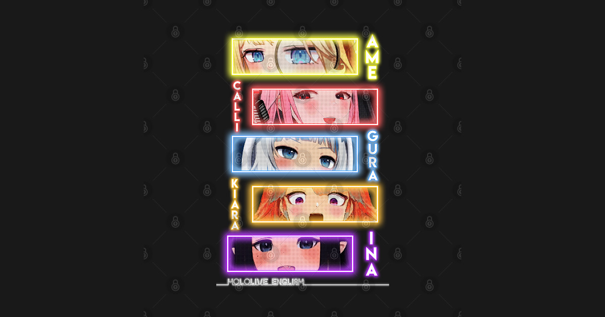 Hololive English Neon Amelia, Calliope, Gura, Kiara, Ina'nis - Hololive ...