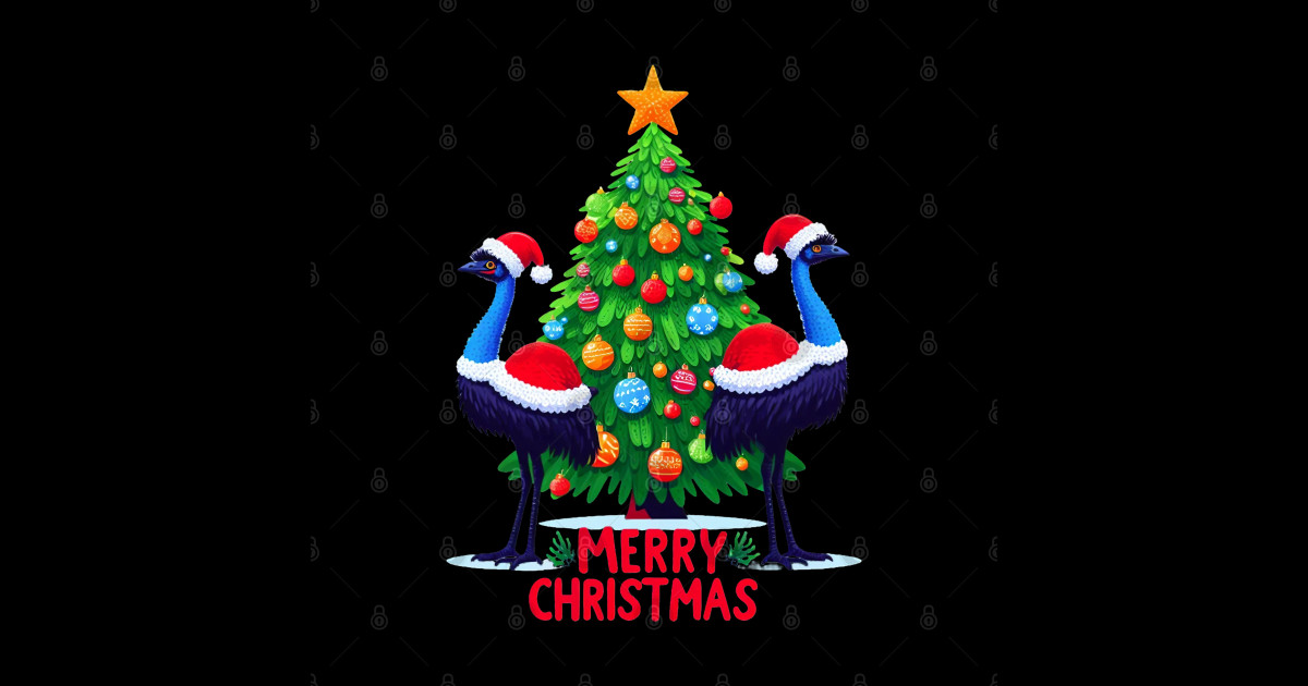 christmas australian emu - Christmas Australian Emu - Sticker | TeePublic