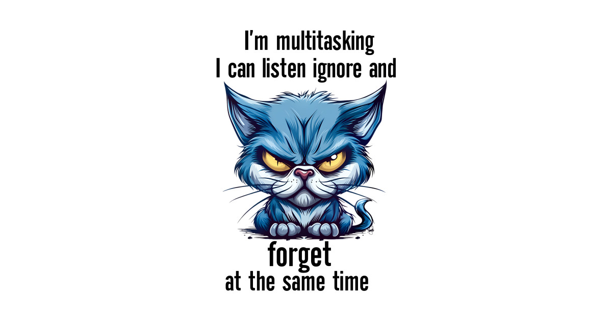Angry Blue Cat – Fierce Cute Cartoon Character - Angry Blue Cat - T ...
