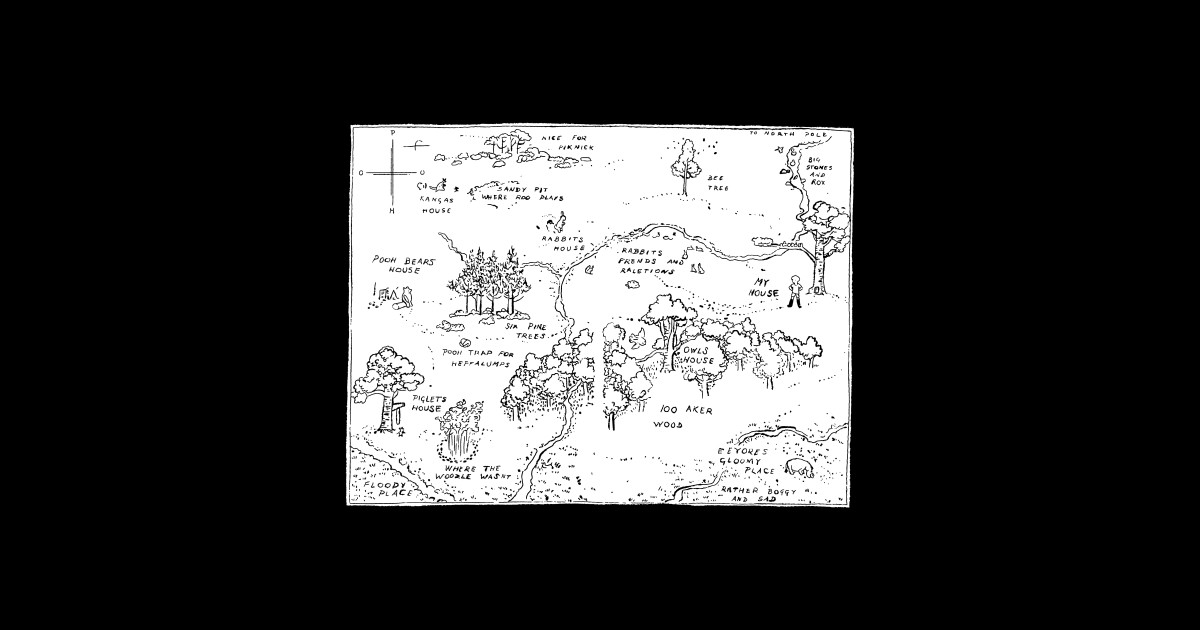 100 Aker Wood Map - Winnie The Pooh - Sticker | TeePublic