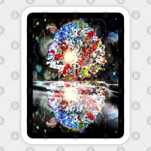 Night Tree Reflection - Tree - Sticker | TeePublic