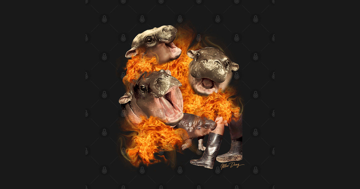 Moo Deng Is Fire! - Moo Deng - T-Shirt | TeePublic