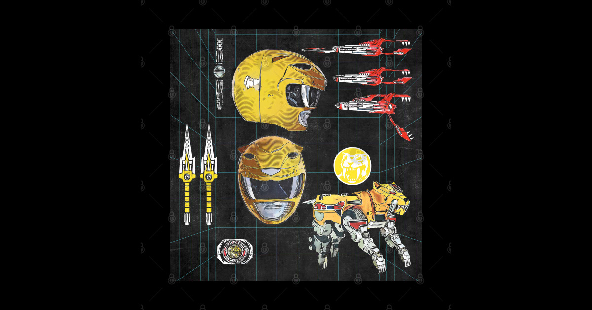 Yellow Power Weapons - Power Rangers - Sticker | TeePublic