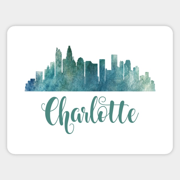 Charlotte North Carolina Skyline Watercolor - Charlotte - Sticker ...