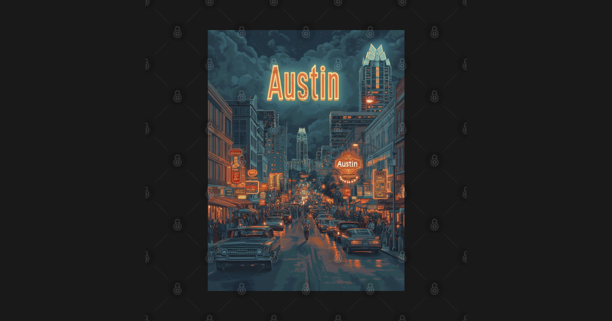 Experience the lively atmosphere of Austin as city lights shimmer off ...
