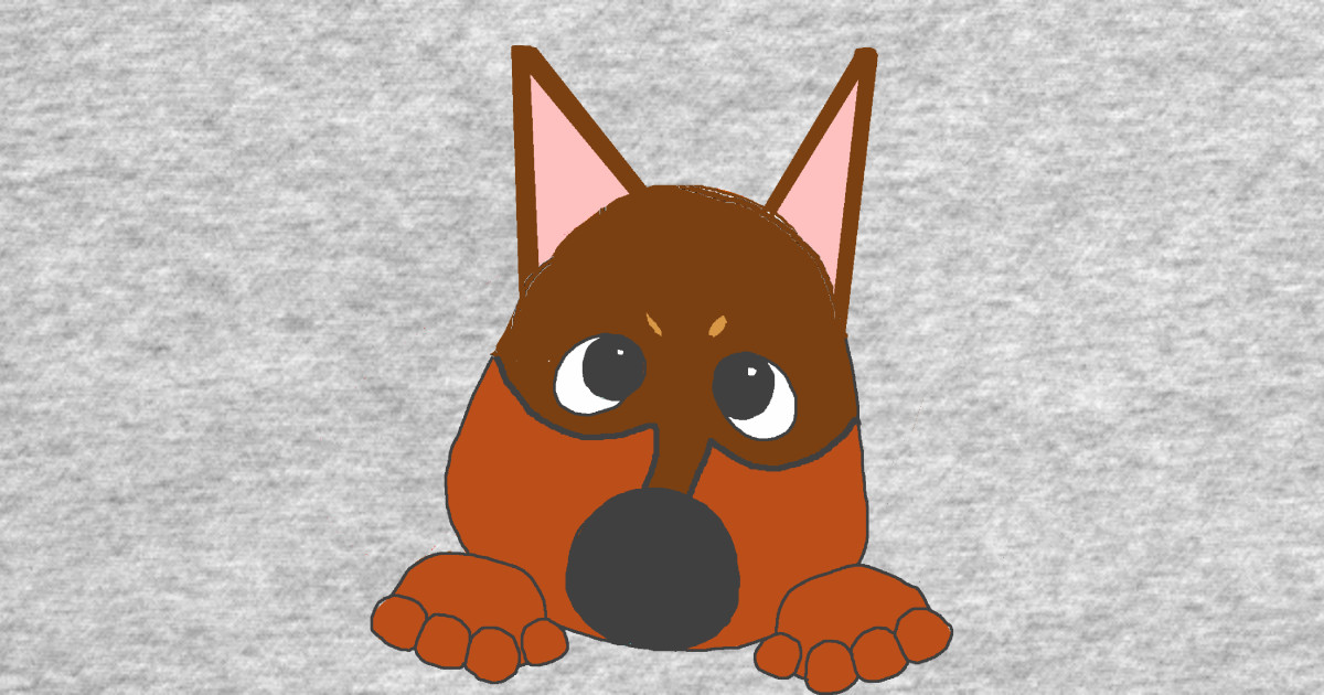 miniature pinscher chocolate and rust peeking cartoon - Miniature ...