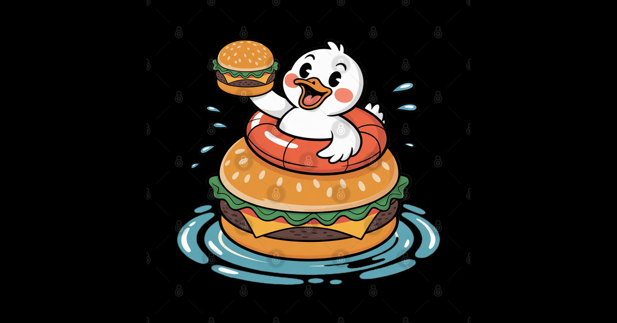 Happy Duck Burger Float Cartoon - Happy Duck Burger Float Cartoon ...