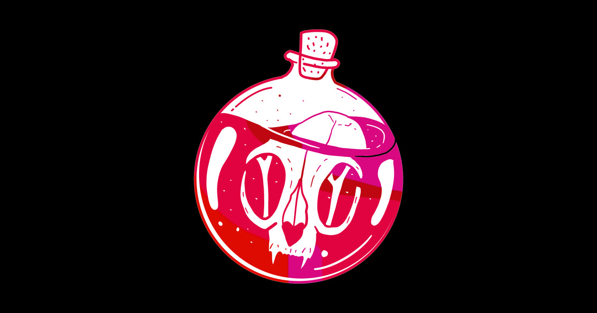 Bloody red magical potion, witchy vibes, cat skull in a vile cute gift ...