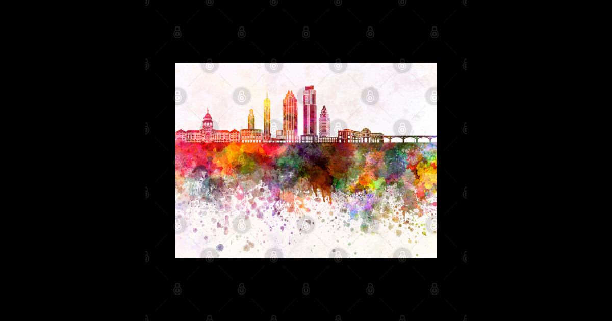 Austin skyline in watercolor background - Skyline City - Sticker ...