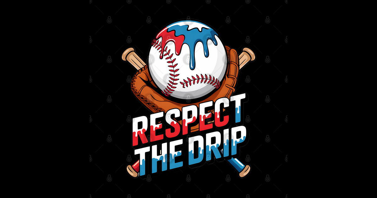 Red White Blue Baseball Ice Cream Drip - Baseball 4th July - Posters ...