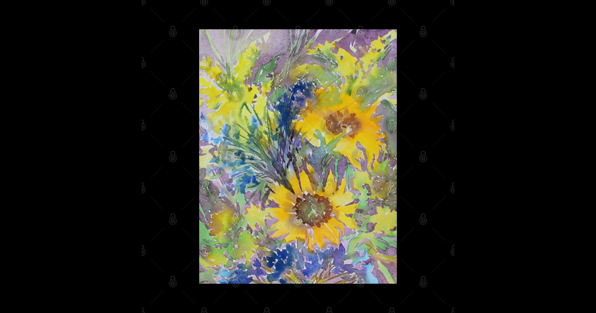 Sunny Impression Watercolor Painting - Sunflowers - Sticker | TeePublic