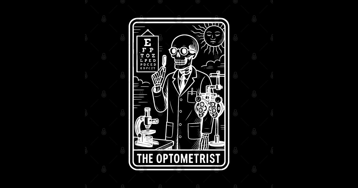 Funny Skeleton Optometrist Tarot Card Eye Doctor Halloween - Funny ...