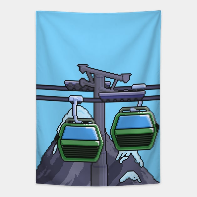 Pixel Art Cable car - Pixel Art - Tapestry | TeePublic
