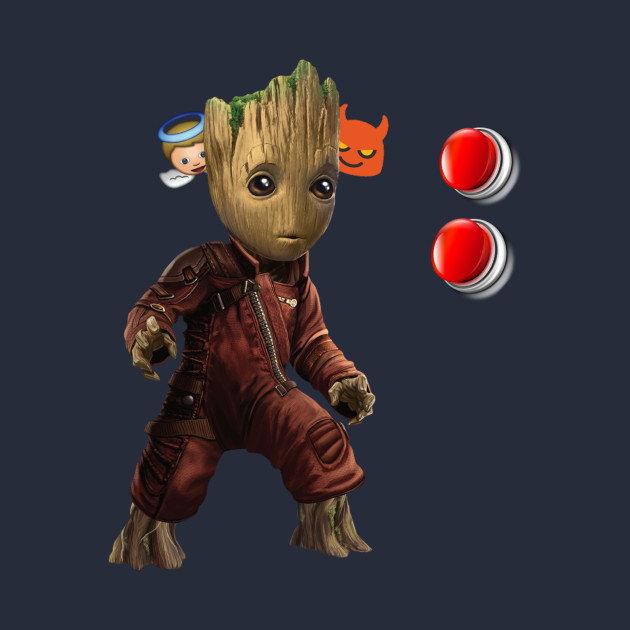 Groot pushing the button - Groot - Long Sleeve T-Shirt | TeePublic