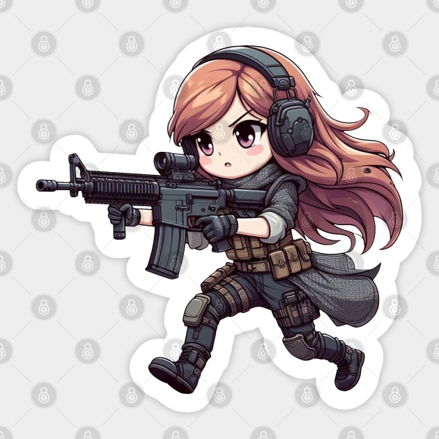 Tactical Chibi Girl - Chibi - Sticker | TeePublic