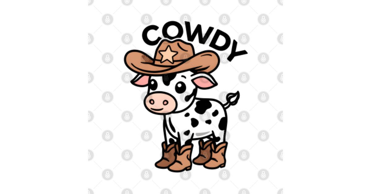 Cow in Cowboy Boots and Hat - Cowdy - T-Shirt | TeePublic