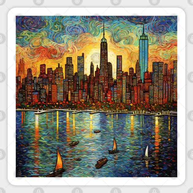 Iconic Manhattan Skyline in Art Brut Style - Manhattan - Sticker ...