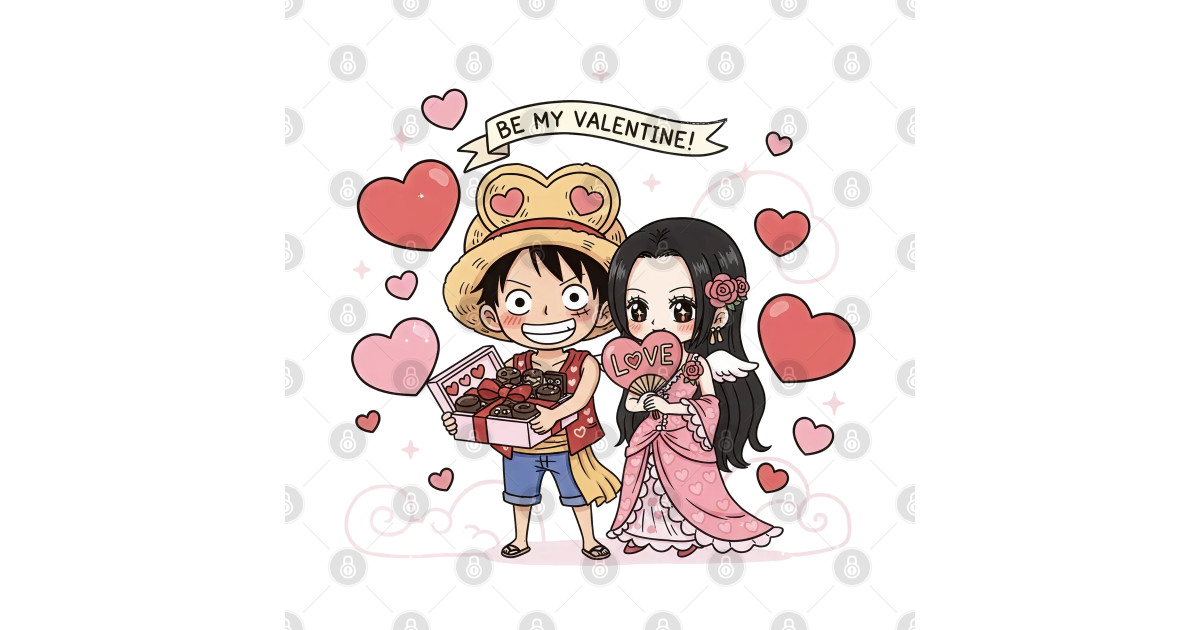 Luffy and Boa Hancock, Valentine Day - Valentines Day - T-Shirt | TeePublic