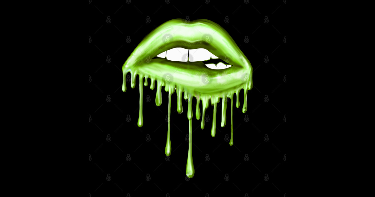 Metallic Dripping Acid Green Lips - Lips - Sticker | TeePublic