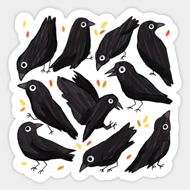 Cute crow pattern - Craw - Sticker | TeePublic