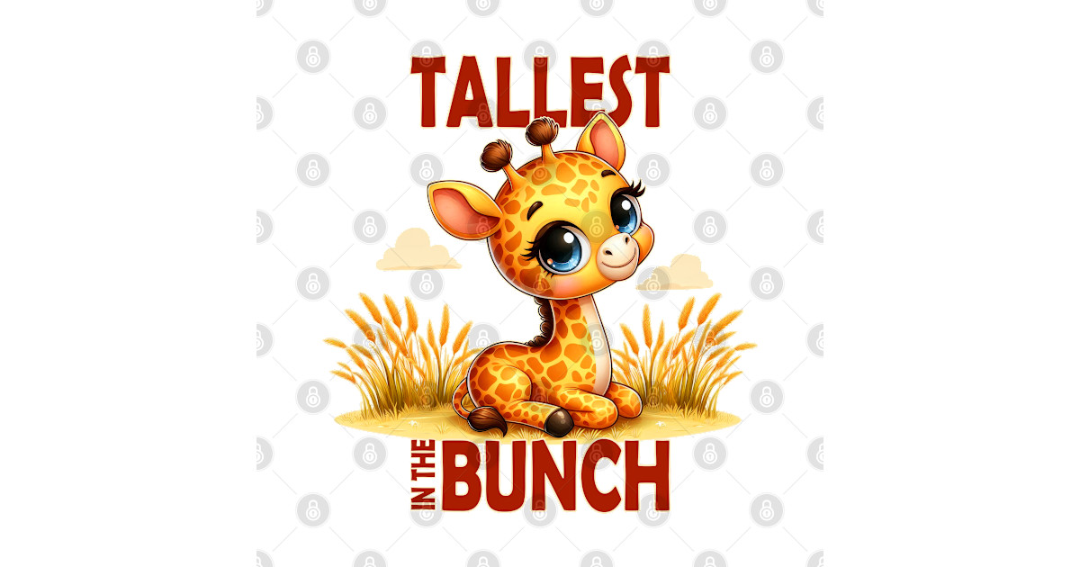 Tallest in the Bunch pun Cute Baby Giraffe cartoon. Funny animal puns ...
