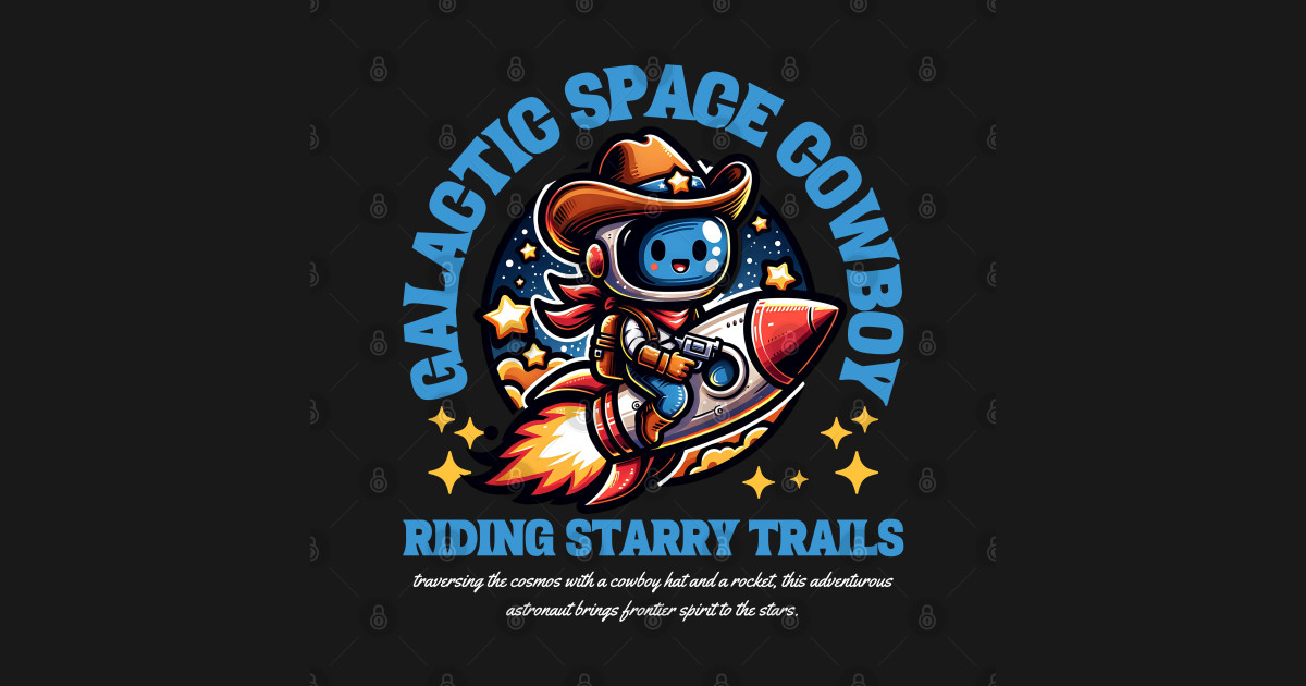 Astronaut Cowboy Riding Rocket in Space - Cowboy - T-Shirt | TeePublic