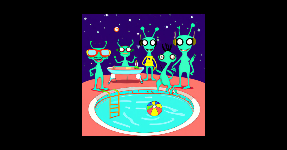 Alien Pool Party - Alien - Sticker | TeePublic