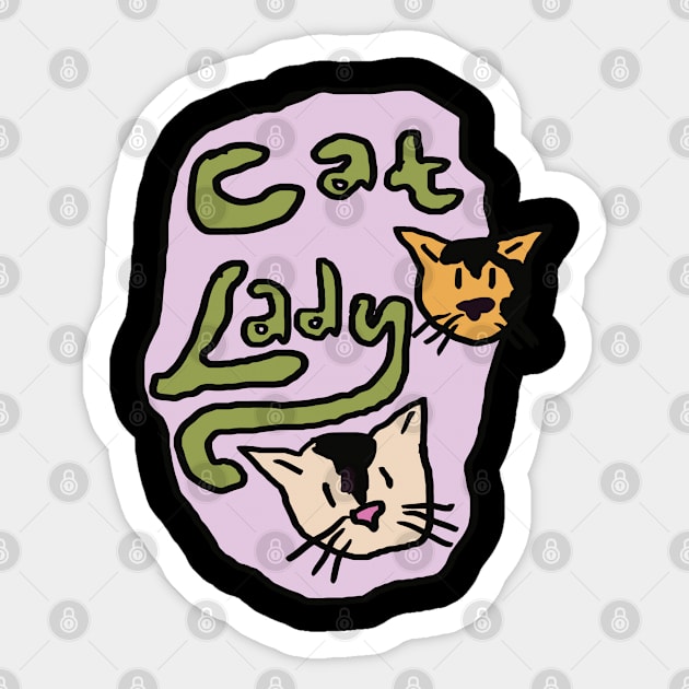 cat lady drawing - Cat Lady - Sticker | TeePublic