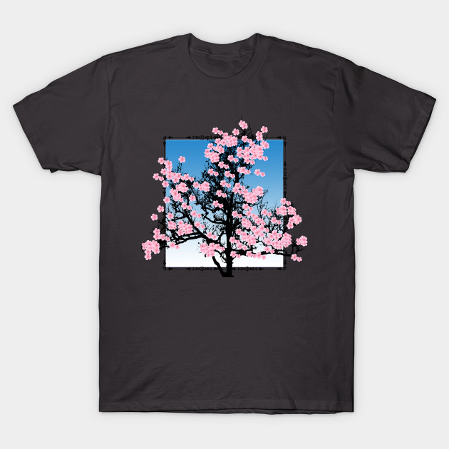 Cherry blossoms in blue - Cherry Blossom - T-Shirt | TeePublic