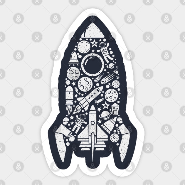 Rocket Ship Collage - Rocketship - Sticker | TeePublic