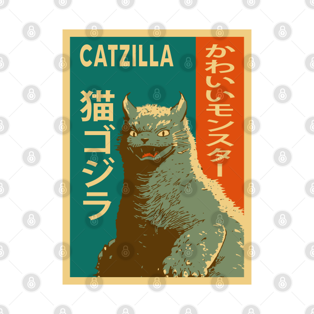 Catzilla. Cute monster - Catzilla - T-Shirt | TeePublic