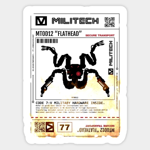 flathead robot, cyberpunk. - Militech - Sticker | TeePublic