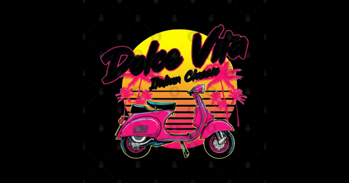 Vespa Scooter Dolce Vita 80s Retro - Vintage Motorcycle - Sticker ...