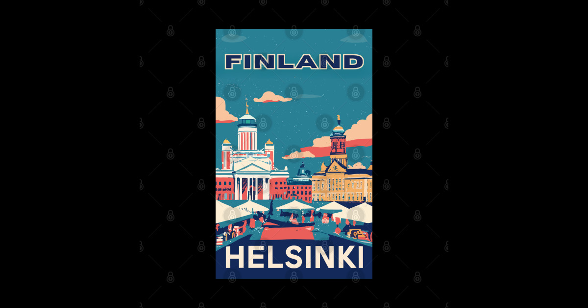 A Vintage Travel Art of Helsinki - Finland - Helsinki - Sticker | TeePublic