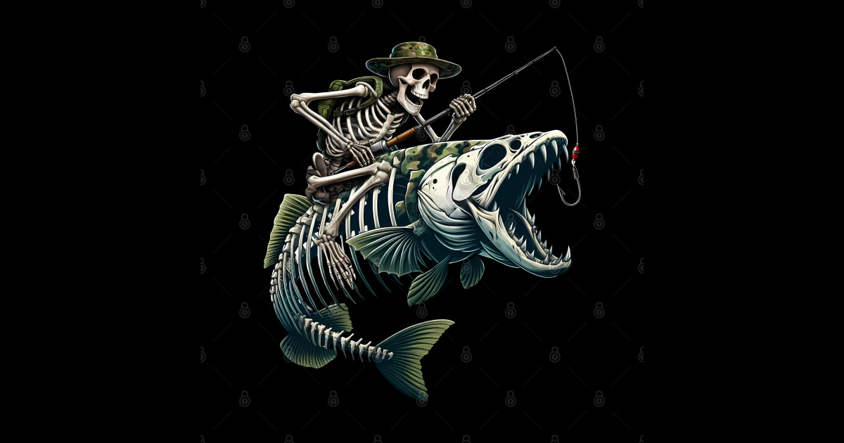 Fishing Bass Fish Camo Skull Skeleton Fisherman - Fishing Bass Fish ...