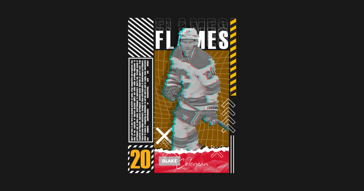 Blake Coleman Hockey Design Poster Flames - Blake Coleman - T-Shirt ...