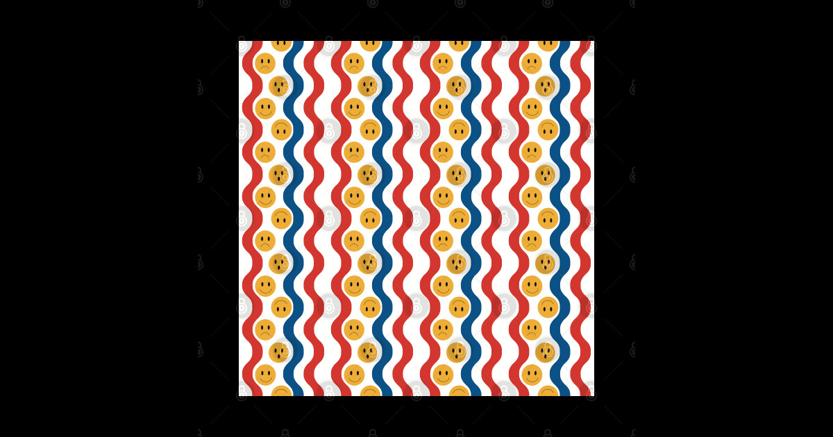 Fun Emoji Wavy Line Pattern - Emojis - Sticker | TeePublic